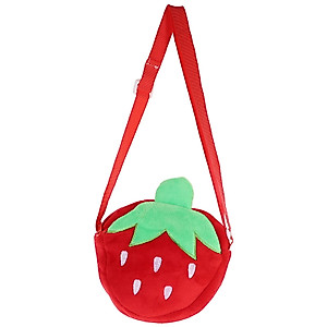 Luxshiny 1Pc Strawberry Plush Bag Lovely Fruit Shaped Bag Creative Casual Pouch
