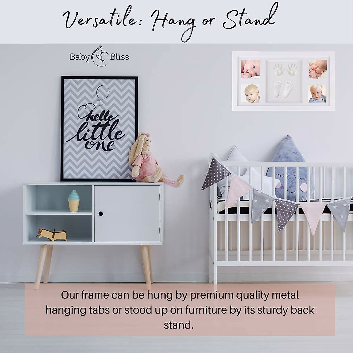 BABY BLISS Baby Hand and Footprint Keepsake Kit - Baby Prints Photo Frame for Newborn Boys and Girls – Nursery Memory Art Kit - Dog and Cat Paw Clay Print Kit for Pet Parents