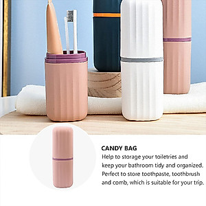 DOITOOL 3Pcs Travel Toothbrush Cup Case Toothbrush Holder Portable Toothbrush Toothpaste Storage Containers for Camping School Business Trip Bathroom White Pink Dark Blue