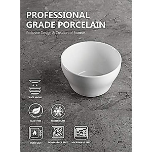 Sweese Porcelain Bouillon Cups, 8 Ounce Small Dessert Bowls, Soup Dipping Sauce Bowls Set of 6, Microwave and Dishwasher Safe, White, No. 107.001