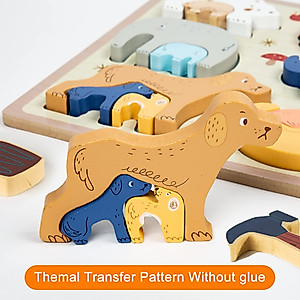 TOGELIN Wooden Puzzles for Toddlers 1-3, Baby Puzzles, Montessori Toys for Kids, Preschool Learning Toys for Boys and Girls-Animal & Tool