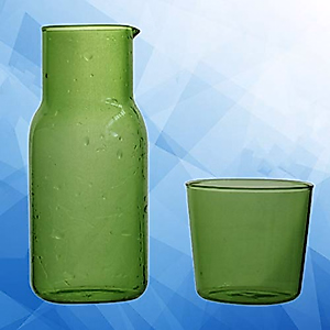 YARNOW 500ml Water Carafe Set Hot Cold Water Milk Beverage Pitcher with Matching Glasses Drinking Water Bottle Kettle for Bedroom Home Restaurant Supplies Green