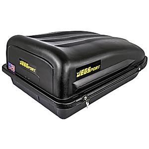 JEGS Rooftop Cargo Carrier for Car Storage - Small Roof Rack Cargo Carrier - Heavy Duty Weatherproof Storage - Made in USA - 10 Cubic Ft - 110 Lb Capacity - Zero Tool Easy Assembly - Aero Design