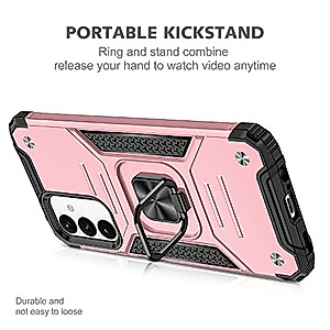 Amytor Designed for Samsung Galaxy A14 5G Case[2 x Tempered Glass Screen Protector] [ Military Grade ] 17Ft. Drop Tested Armor Protective Phone Case with Magnetic Car Mount Ring Kickstand (Rose Gold)