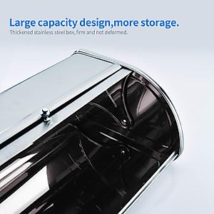 Stainless Steel Bread Box with Roll Up Lid, For Easy Kitchen Counter Storage, Bread Bin Holder,17.5X11.5X7.5 inch, Matte Black