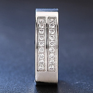 Jude Jewelers 10mm Stainless Steel Half Eternity Wedding Band Anniversary Statement Ring (Silver, 10)