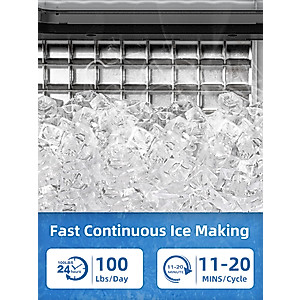 Antarctic Star Commercial Ice Maker - 100lbs/24H Under Counter Ice Maker Machine with 2 Way Water Inlet, 33lbs Storage, Stainless Steel, Under Counter Ice Machine for Home/Bar/Restaurant