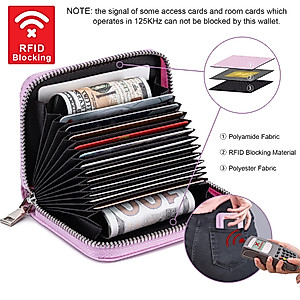 Credit Card Holder RFID Wallet,Women Small Card Wallet Leather Organizer Case,Pocket Business Card Case with Zipper & Keychain(Black)