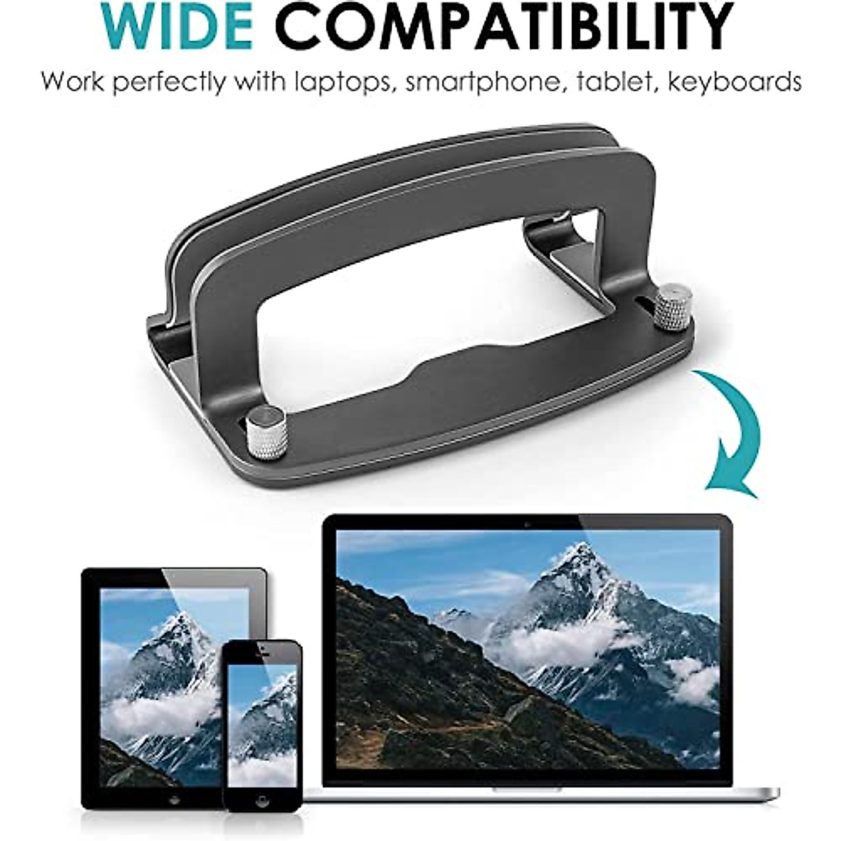 Aluminum Vertical Laptop Stand, Desktop Stand Holder with Adjustable Dock Holder for Desk 1 Slot for MacBook Pro, Laptop