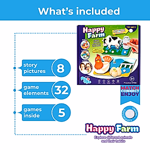 Toddler farm animals barn set board games, speech therapy toys, matching game little people farm, fine motor skills toys, sensory toys for toddlers 3-4, Toddler Puzzle, Staking games for toddlers