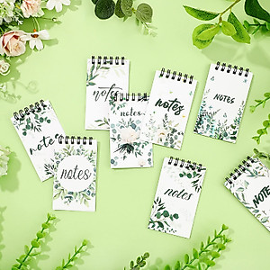 Yeaqee 24 Pcs Greenery Eucalyptus Spiral Notebook Mini Aesthetic Spiral Notebook Cute Eucalyptus Flower Party Favors Journal Small Memo Note Pad Bulk for Office Supplies Wedding Party