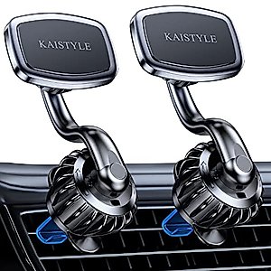 【 2 - PACK 】 Magnetic Phone Mount for Car Vent,【Upgraded Clip】 Car Magnetic Phone Holder, 【Strong Magnet 】【 360° Rotation 】 Magnetic Air Vent Phone Holder for car Fits iPhone Samsung, etc Cell Phone