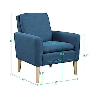 Lohoms Modern Accent Fabric Chair Single Sofa Comfy Upholstered Arm Chair Living Room Furniture Navy Blue