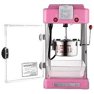 Pop Pup Countertop Popcorn Machine – 2.5oz Kettle with Measuring Spoon, Scoop, and 25 Serving Bags by Great Northern Popcorn (Pink)