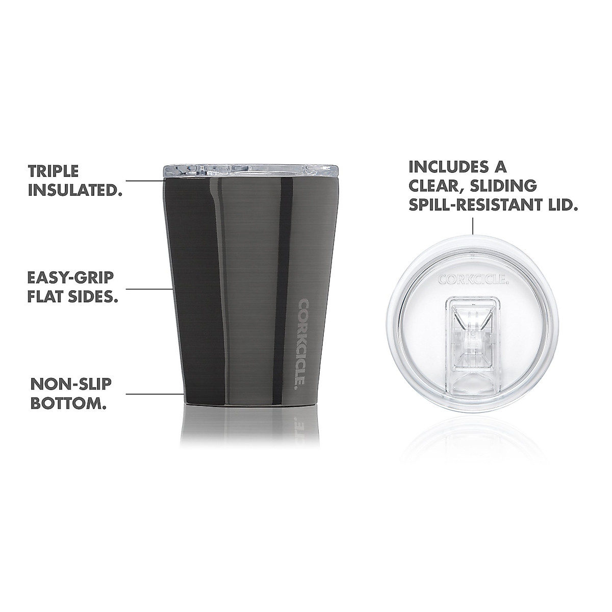 Corkcicle Tumbler | Triple Insulated Stainless Steel Travel Cup with Shatterproof Lid | Reusable (Gloss Rose Quartz, 12oz / 355ml)