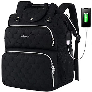 Mogplof 15.6 Laptop Backpack for Women, Large Work Backpack Wide Open for Laptop Bookbag with USB Charging Port for College School Girls, Teacher Nurse Travel Backpacks Water Resistant Casual Daypack