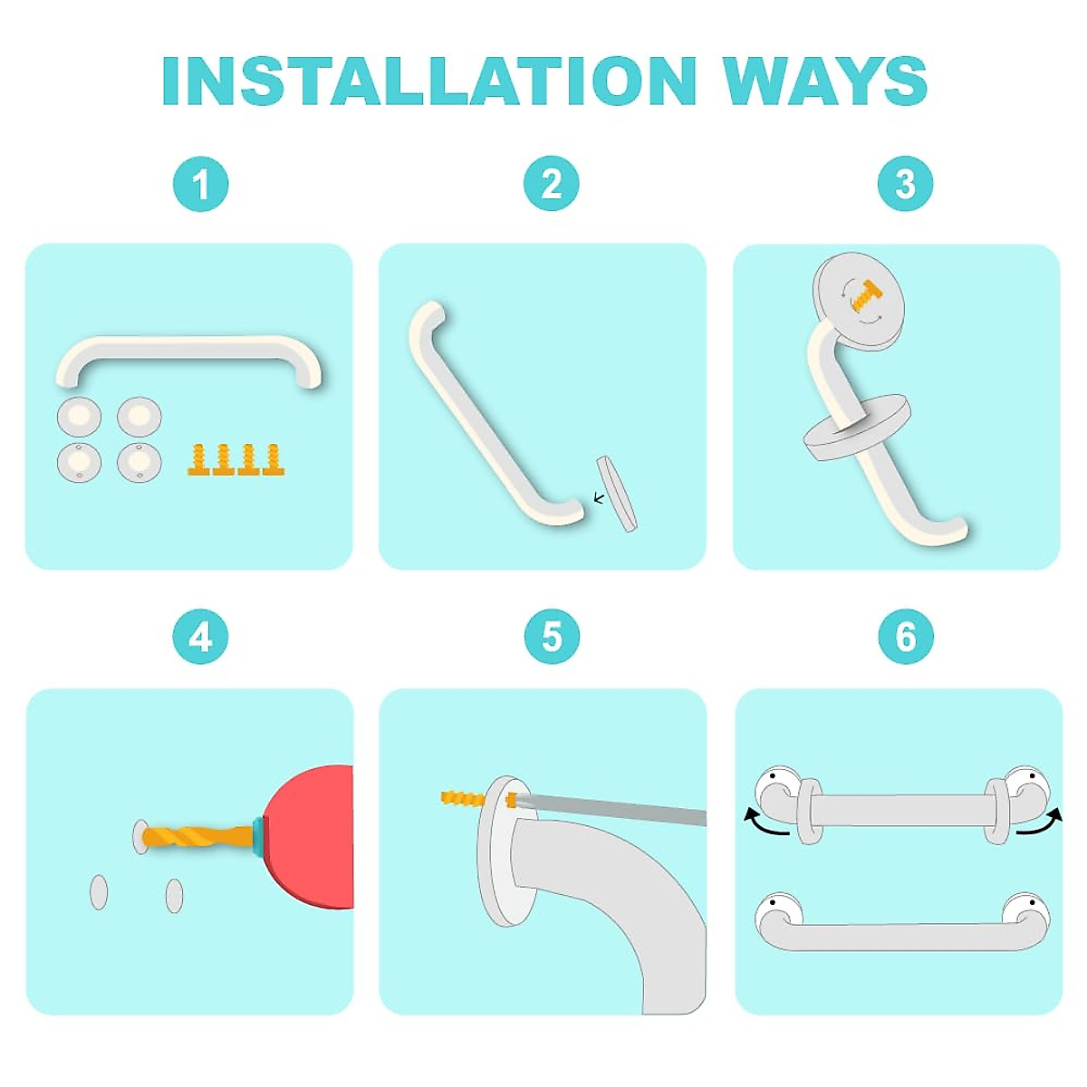 Grab Bar for Bathtub Shower - Stairs Bed Toilet Bathroom / Stand Assist & Safety Handrail / 304 Stainless Steel / Knurled Grip / Polished Chrome / 36"