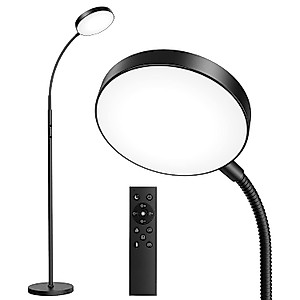JOOFO Floor Lamp, Led Floor Lamp, Remote and Touch Control, 1 Hour Timer Reading Standing Lamp, 4 Color Temperatures with Stepless Dimmer Floor Lamp for Living Room Bedroom Office, Black