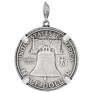 Sterling Silver Illusion Edge Half Dollar Bezel 30 mm Coins Prong Back 50 Cent Coin NOT Included