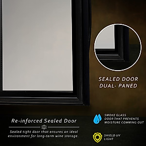 NutriChef PKCWCDS285 Compressor Cooler Refrigerator Cooling System | Large Freestanding Wine Cellar Fridge For Red White Champagne or Sparkling, Glass Door, 28 Bottle Dual Zone-Black