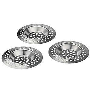 Stainless Steel Drain Hair Catcher, Bathtub Drain Catcher, Kitchen Sink Strainer, Kitchen Drain Catcher, Bathroom Sink Strainer, Shower Drain Catcher, 3 inch Hair Catcher (Pack of 3)