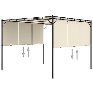Garden Gazebo with Side Curtain,Outdoor Gazebo,Hardtop Gazebo,Patio Gazebo,Backyard Gazebo,Camping Gazebo,for Barbeque, Patio, Deck,Garden Party,Markets,118.1"x118.1"x88.6" Cream