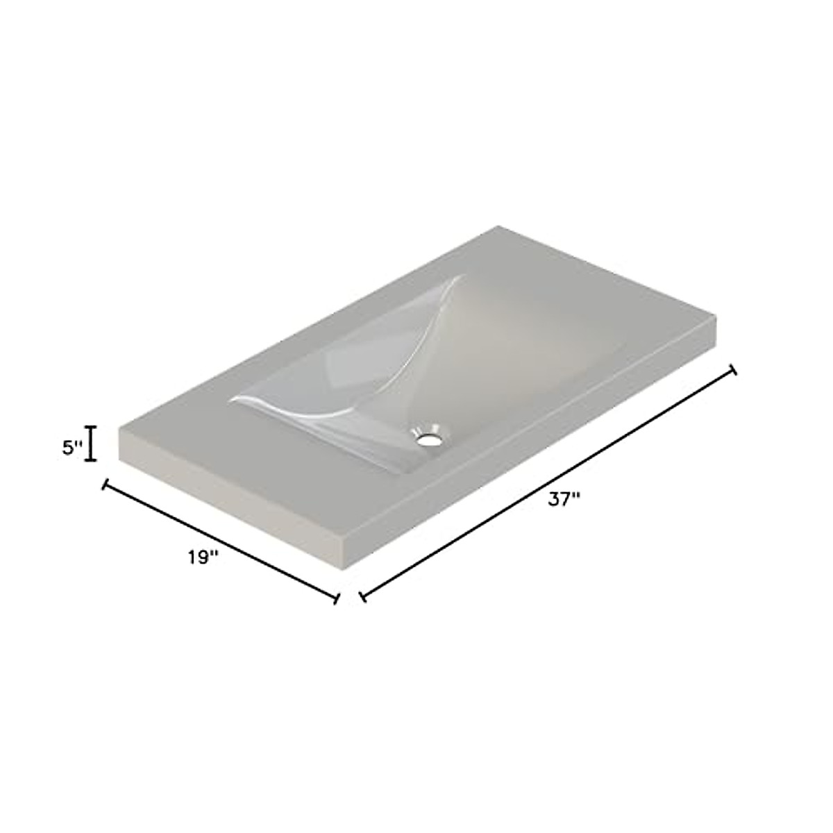 Liftbridge Kitchen & Bath 37 in. W x 19 in. D x 5 in. H Siena White Cultured Marble Top Sink with optional faucet drill-out guides