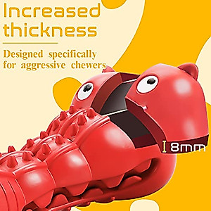 Rmolitty Squeaky Dog Toys for Aggressive Chewers, Tough Dog Chew Toys for Aggressive Chewers Indestructible Durable Dog Chew Toys for Large Medium Breed Dog with Non-Toxic Natural Rubber (Hippo-red)