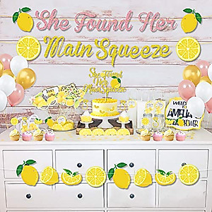 Lemon Bridal Shower Party Decoration Set She Found Her Main Squeeze Banner Cake Topper Rose Gold White Gold Balloons for Lemon Wedding Engagement Bachelorette Bride to Be