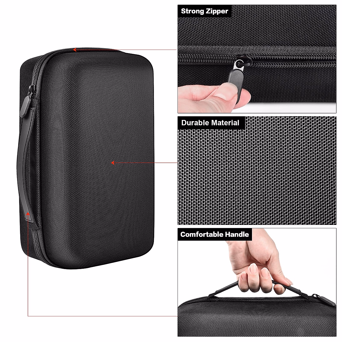 Case for Halo Bolt 58830/57720/ Air 58830/ ACDC Max 55500 mWh/ Air + Portable Emergency Power Kit, Storage Holder for Air Nozzles, Extra Accessory, Car Jump Starter, and Charger- Black (Box Only)