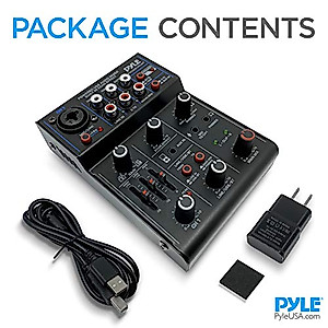 Pyle Professional Wireless DJ Audio Mixer - 3-Channel Bluetooth DJ Controller Sound Mixer w/USB Audio Interface, Combo Jack XLR+6.35mm Mic/Line/Guitar In, 3.5mm, RCA, AUX, Headphone Jack PAD33MXUBT