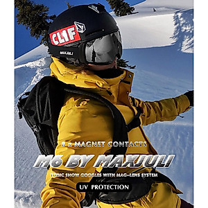 MAXJULI Ski Goggles Men Women,OTG Snow Goggles with Magnetic Interchangeable Anti-fog HD Lens UV Protection (Black Frame/Silver Lens)