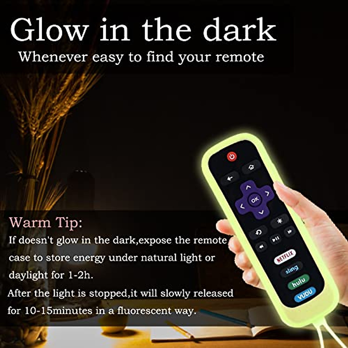 Onn Roku TV 2Pack Silicone Universal Protective Controller Sleeve for Hisense Roku TV Remote | Roku Streaming Stick | Roku Ultra Remote Voice Control (Glow Yellow & Glow Blue)