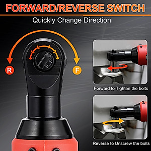 HORMY 3/8" Cordless Electric Ratchet Wrench Set, 33 Ft-Lbs 16.8V Battery Power Ratchet Tool Kit with Variable Speed Trigger, 2 Packs 2.0Ah Battery, Charger, 7 Sockets