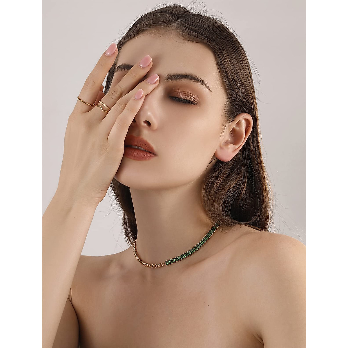 FUNEIA 8PCS 14K Gold Plated Stacking Rings for Women Simple Dainty Silver Stackable Knuckle Thumb Rings Set Cubic Zirconia Thin Plain Band Wedding Promise Eternity Statement Rings Size 4-12