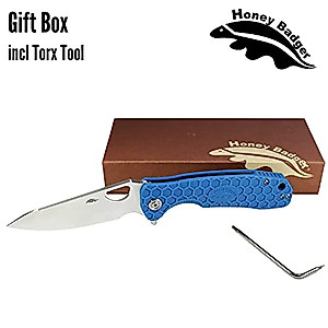 Western Active Honey Badger Leaf Pocket Knife for Men and Women - Folding Pocket Knife with Clip, Outdoor Camping Knife, Lightweight Pocket Knife, Folding Knife - Small Blue