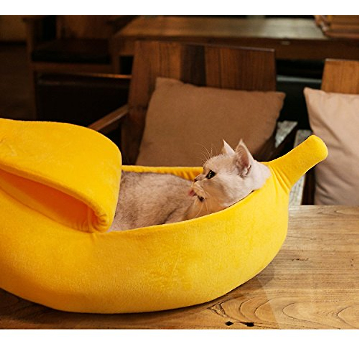 · Petgrow · Cute Banana Cat Bed House Large Size, Christmas Pet Bed Soft Warm Cat Cuddle Bed, Lovely Pet Supplies for Cats Kittens Rabbit Small Dogs Bed,Yellow