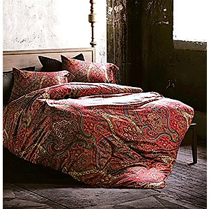 Eikei Boho Paisley Print Luxury Duvet Quilt Cover and Shams 3pc Bedding Set Bohemian Damask Medallion 350TC Egyptian Cotton Sateen (King)