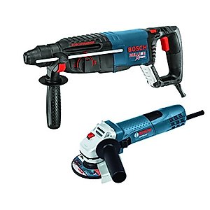 Bosch 11255VSR-GWS8 1" SDS-plus Bulldog Xtreme Rotary Hammer with 4-1/2" Small Angle Grinder, Blue