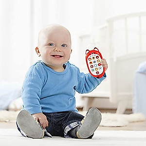 Baby Music Simulation Touch Screen Phone, Cat Foxes Chef Mobile Phone Baby Soft Glue Chewable Educational Toys 0-3 Years Old, Teething Gifts For Your Little One