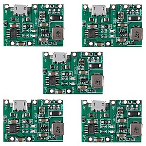 5PCS 3.7V 4.2V Lithium Liion Battery Charger Board Adjustable DC-DC Step Up Module Boost Charge Discharge Integrated Module TP4056 DIY Kit Parts