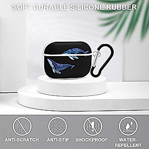 Ocean Blue Whale Airpods Case Cover for Apple AirPods Pro Cute Airpod Case for Boys Girls Silicone Protective Skin Airpods Accessories with Keychain