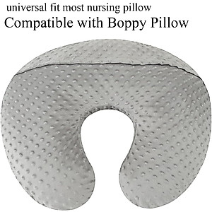 Minky Nursing Pillow Cover Set 2 Pack Nursing Pillow Slipcovers, Ultra Soft Compatible with Boppy Pillow,Standard Pillow for Baby Boy Girl Grey and Pink