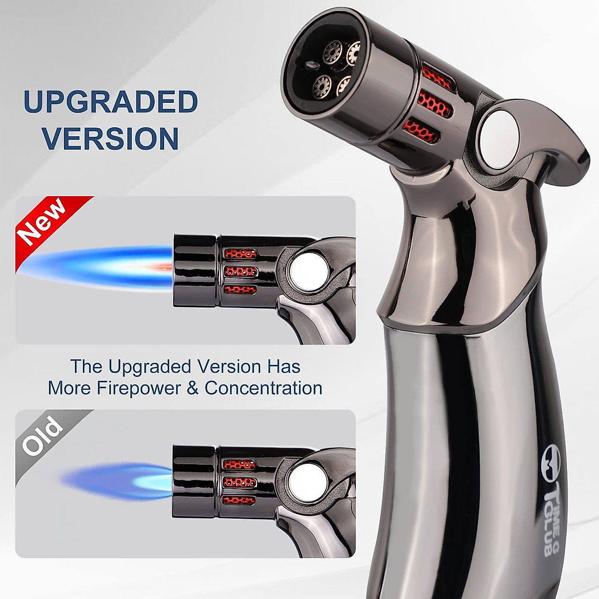 Butane Torch, Premium 4 Flame Big Kitchen Torch Lighters with Adjustable Refillable Multipurpose Culinary Blow Torch for Creme Brulee, Baking, BBQ (Butane Gas Not Included)