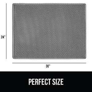 GORILLA GRIP Honeycomb Cat Litter Mat, Two Layer Trapping Waste Mats, Soft On Paws, Indoor Box Supplies and Essentials, Feeding Trap, Water Resistant on Floors, Slate Gray