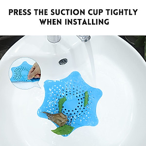 Shower Drain Hair Catcher, Silicone Hair Stopper Hair Catcher with Suction Cup Shower Drain Covers Suit for Bathroom Bathtub and Kitchen Easy to Install and Clean 5 Pack