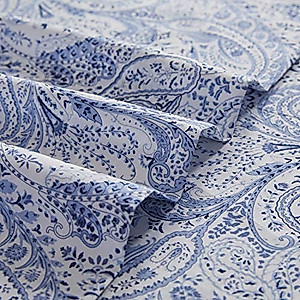 Mellanni Queen Sheet Set - 4 PC Iconic Collection Bedding Sheets & Pillowcases - Luxury, Extra Soft, Cooling Bed Sheets - Deep Pocket up to 16" - Wrinkle, Fade, Stain Resistant (Queen, Paisley Blue)