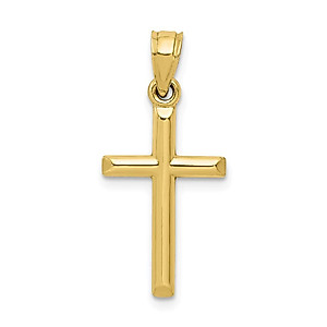 10k Yellow Gold Cross Pendant Charm SMALL - 1 Inch - 24mm x 12mm - Jewelry Gifts For Women Wife Mom Gifts For Men Husband Dad