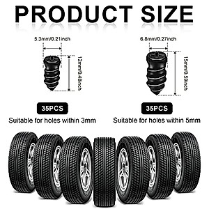 SAVITA 70pcs Tire Repair Rubber Nail, Auto Motorcycle Vacuum Tire Repair Nail Car Tire Repair Nails with a Screwdriver for Car Truck Tractor Tire Puncture Repair (0.21x0.48in; 0.27x0.59in)