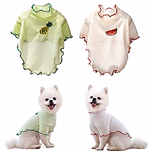 2 Pieces Dog Clothes Pineapple Printed for Dog Shirts Holiday Festival Dog Dresses Puppy Party Costumes Doggie Shirts Cat Outfits Dog Sweatshirt for Small Dogs Cats Boy Girl Puppy Clothes